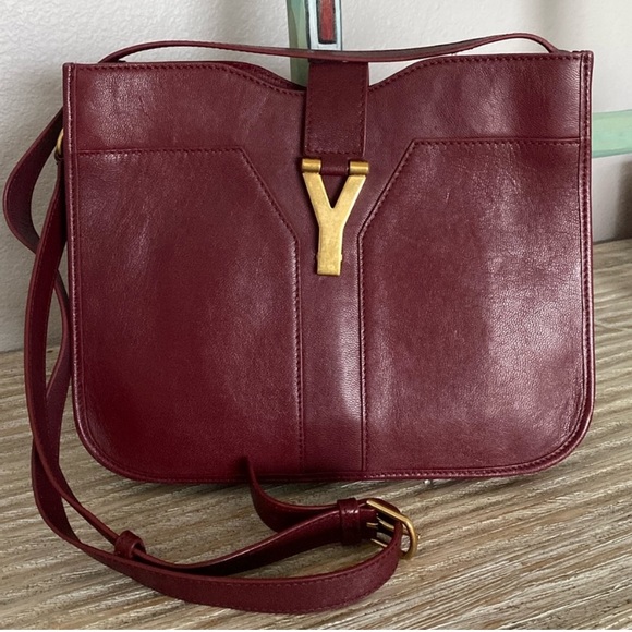 Yves Saint Laurent | Bags | Ysl Leather Crossbody Bag In Deep Berrywine ...